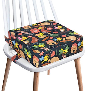 Toddler Booster Seat for Dining Table,4 Inches Washable Double Safer Straps Non-Slip Bottom Booster Seat for Kids, Portable Travel High Density Sponge Detachable Increasing Cushion for Child