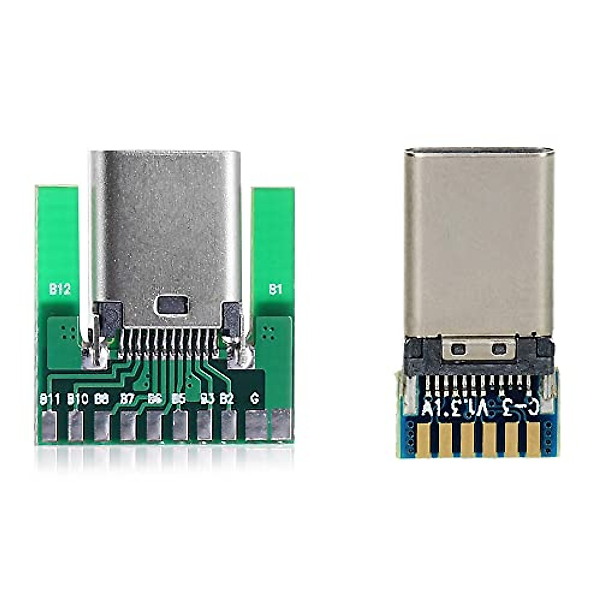 chenyang USB C DIY Connector USB 3.1 Type C 24Pin Male Plug ＆ Female Socket Port Repair Replacement Solder Adapter with PCB Board