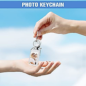 Lusofie 10Pcs Clear Photo Keyring Keychain Acrylic Photo Picture Keychains Double Sided Picture Holder with Split Ring for Family Friend Photo Crafting Gift(2.1inch x 1.57inch)