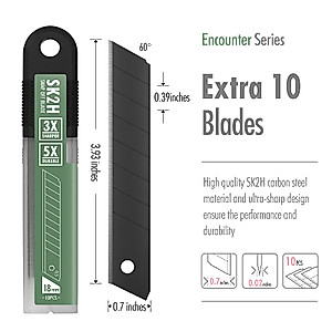 FantastiCAR Folding Utility Knife and Heavy Duty Retractable Cutter Set with Extra Blades (Dark Green)