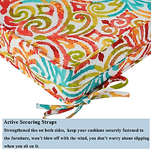 FUNHOME Outdoor Bench Cushion Water-Resistant, 45 x 18 Inch Bench Cushions for Outdoor Furniture, Settee Cushions with Handle and Straps, Patio Couch Cushion 1 Pack, Melora Paisley, Corinthian Dapple