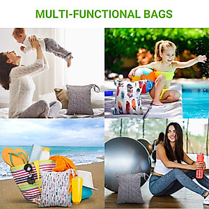 TRENSOM Wet Bag for Cloth Diapers Waterproof Reusable Bags with Two Zippered Pockets Ins Feathers Wet Dry Bag Travel Beach Pool Yoga Gym Bag for Pump Swimsuits Wet Clothes 3pcs