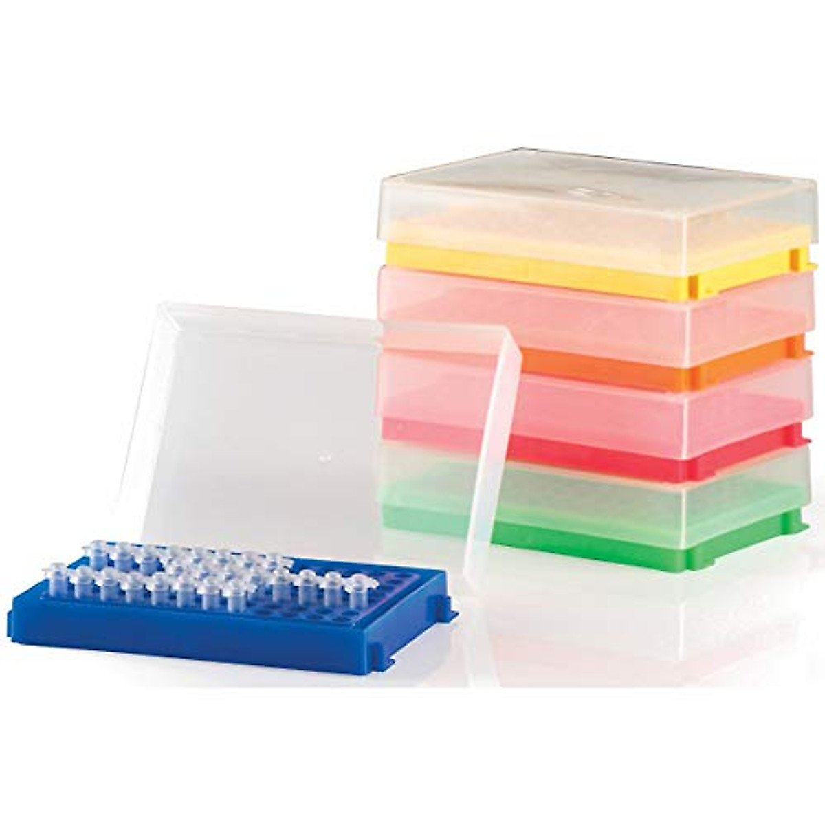 96-Well PCR Rack w/Lid, Assorted, 5 Racks/Unit