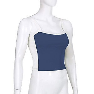 KAMISSY Cotton Color Block Tank Tops for Women Sleeveless Patchwork Crop Cami Tank Casual Slim Fit Cropped Vest Top Blue M