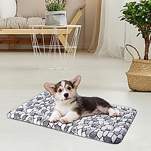 VANKEAN Dog Crate Pad Bed Mat Reversible (Warm & Cool), Soft Pet Sleeping Mat Dog Bed for Crate Suitable for Small to XX-Large Dogs and Cats, Machine Washable Crate Beds, Grey Stone Pattern