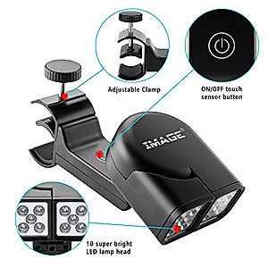 IMAGE Grill Light, BBQ Lights for Grill with 10 Super Bright LED Lights, Adjustable Handle with 360 Degree Rotation, Round & Square Bars Light on Any BBQ Pit, Grill Lights for Cooking and Outdoor Use