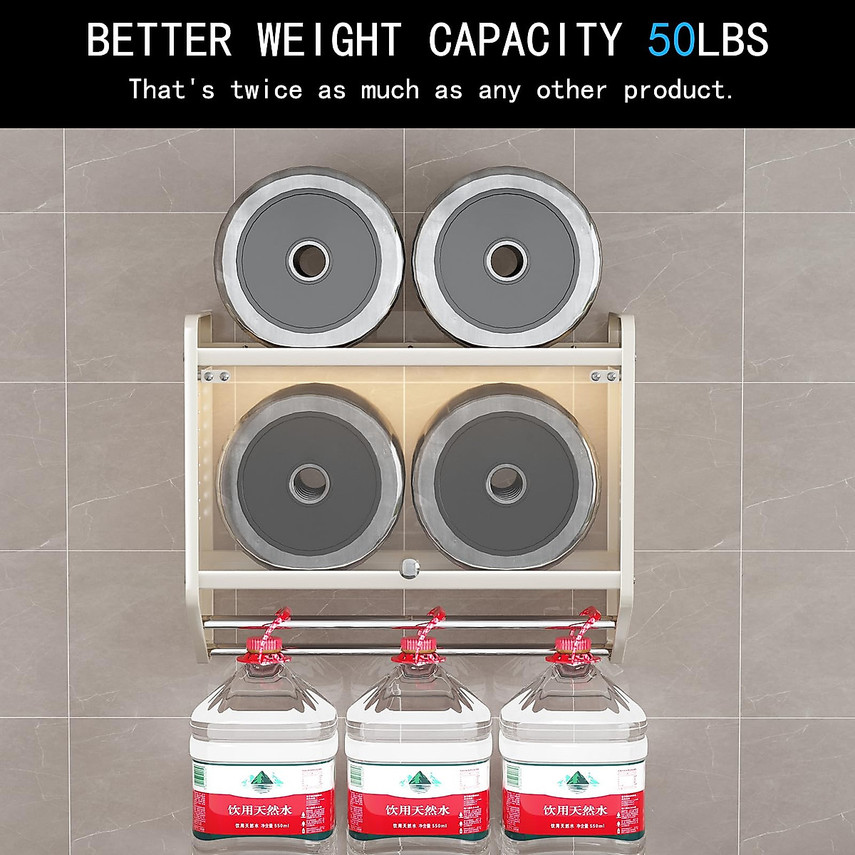 Bathroom cabinet storage box, wall mounted bathroom cabinet with 2 towel bars and detachable shelves, suitable for bathroom living room, laundry room, bedroom with 3 hooks (white, 15.8-inch large)