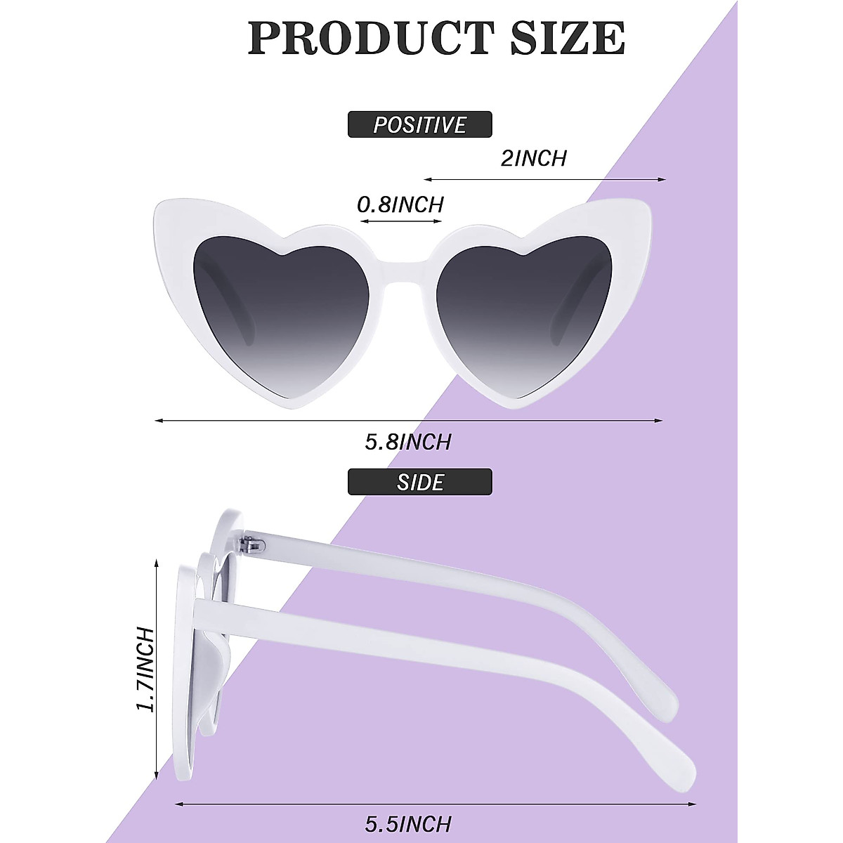 Flutesan 15 Pairs Heart Sunglasses Bachelorette Sunglasses Heart Shaped Sunglasses Bachelorette Party Supplies for Women(White)