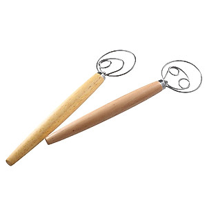 Vctitil 4Pcs Dough Whisk Bread Mixer&Egg Whisk Kits,Bread Making Tools Set,Dutch Whisk,Hand Rotary Whisk,with a Dough Scraper,Ideal for Baking,Pastry(4pcs)