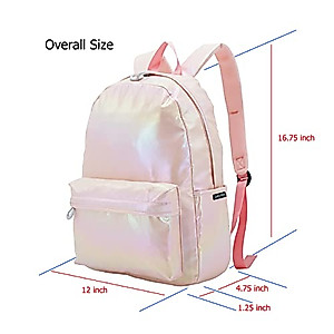 Cheryl & Wong Colorful Lightweight Classic Cute School Work Bookbag for Adult Boys Girls Kids (Middle, Gradient Pink)