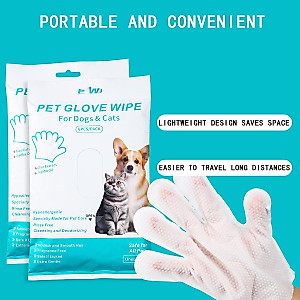 Pet Glove Wipes for Dogs Cats, Extra Thick Hypoallergenic Dog Dry Cleaning Bath Gloves Wipes Deodorizing for Paws/Butt/Teeth/Ear/Eye, Cat Grooming Glove Wipes for Daily Care Traveling(12pcs/2pack)