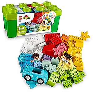 LEGO DUPLO Classic Brick Box Building Set - Features Storage Organizer, Toy Car, Number Bricks, Build, Learn, and Play, Great Gift Playset for Toddlers, Boys, and Girls Ages 18+ Months, 10913