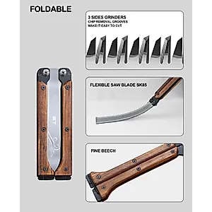 EHOPHNA Hand Saw, 5.5 Inch Mini Woodworking Tools with SK-85 Steel, Portable Folding Saw 13/14 TPI Double Edges, Christmas Gadgets Gifts for men (Silver)