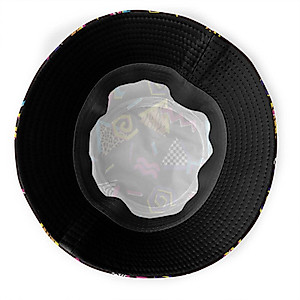 Shuwekk Retro Vintage 80s or 90s Geometric Leopard Animal Print Bucket Hat for Men Women,Trendy Print Packable Summer Travel Beach Sun Hat Fisherman Hat Caps