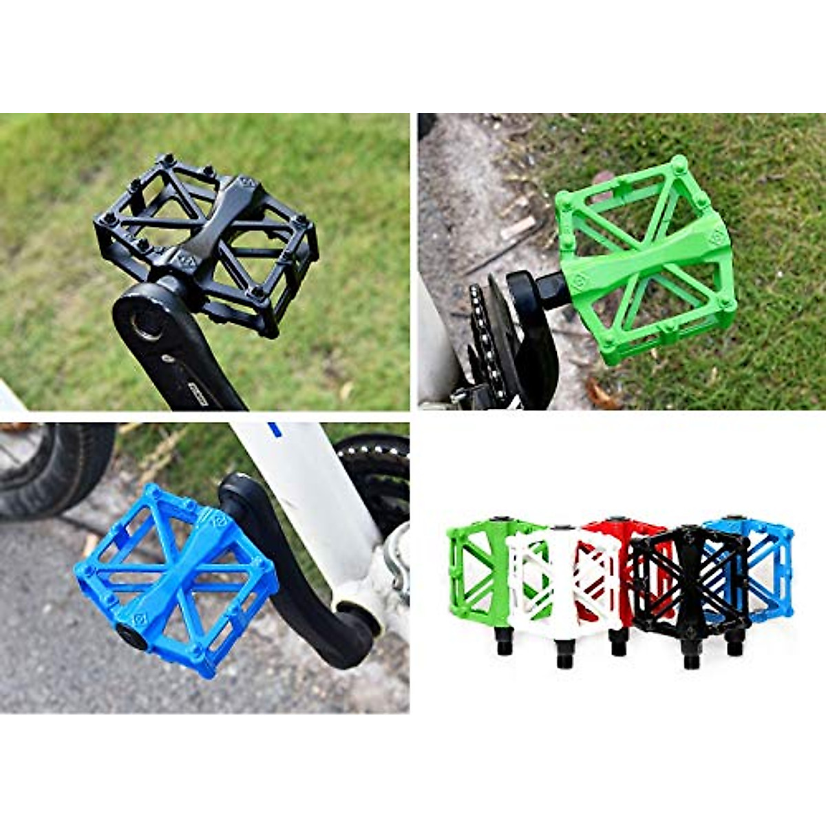 Free-fly Bicycle Pedal - Aluminum Bearing Bike Pedals with 16 Anti-Skid Pins - Lightweight Platform Pedals - Universal 9/16" Bike Pedal for Mountain BMX MTB Road Bike (White)