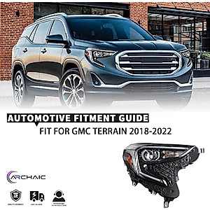 Archaic Headlights Assembly Compatible with 2018-2021 GMC Terrain SL SLE SLT,for OE Xenon/HID,Passenger Side/Right,84312727, 84610586, 84751230