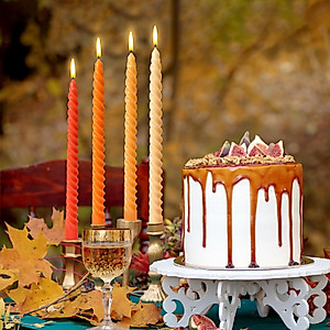 Orange-Gradient Spiral Taper Candles for Home Decoration, 4 Pack 10 Inch Candlesticks for Dinner Party Holiday Fall Halloween and Harvest