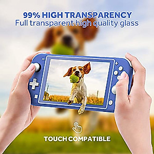GeeRic 8PCS Case Compatible with Switch Lite 2021, Accessories Kit 1 Soft Silicon Case + 2 Screen Protector + 4 Thumb Caps + 1 Storage Carrying New Blue