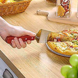 20 Packs Wood Handle Pizza Pie Server Stainless Steel Pizza Spatula Server Non Slip Triangular Spade Spatula Easy to Grip Pie Spatula Cutter Pie Knife Cake Serving Utensils for Desserts Pizza Cake