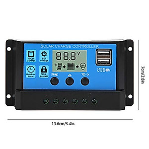 Solar Charge Controller 40A Automatic PWM LCD Solar Charging Regulator PV System Connection with Dual USB Output