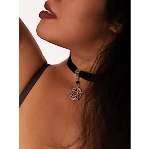 Sacina Gothic Pentagram Choker Necklace, Zinc Alloy Pentagram Pendant, Goth Jewelry Gift for Women, Christmas Gift for Women (Black pentagram choker)