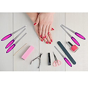 Metal Nail File (6 Pcs), Fingernail Files for Natural Nails Made of Stainless Steel Nail Files with Sharp Pointed Tip Non Slip Handle Diamond Finger Nail Filers Sapphire Grit Purple Pink