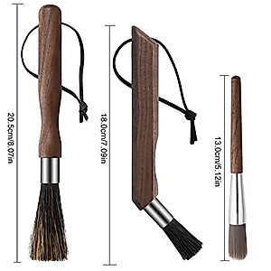 Bavane 3PCS Professional Coffee Brush, Coffee Grinder Brush Set, Natural Boar Bristles Black Walnut Handle Espresso Machine Cleaning Tool, Coffee Cleaner Brushes Coffee Tool for Barista Home Kitchen