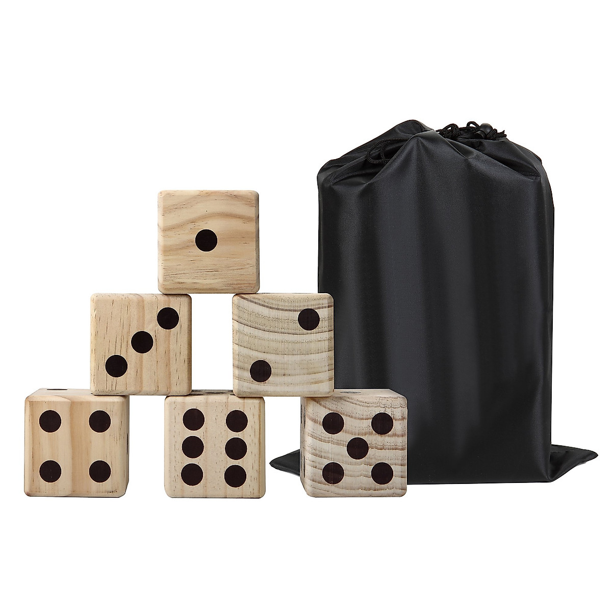 Hathaway High Roller yd Dice Set with 6 x 3.5-in Wooden Dice & Black Nylon Storage Bag, Reusable Scorecard Included yd Dice, Wood