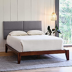 Main + Mesa Yume Modern Solid Wood Platform Bed with Japanese Joinery, Walnut Finish, Queen
