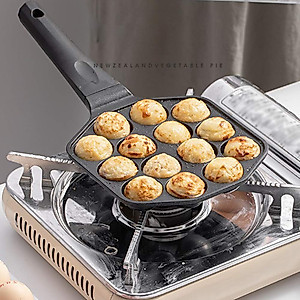 Takoyaki Grill Pan,14 Holes Nonstick Takoyaki Grill Pan Cooking Baking Mold Tool for Making Poffertjes Pancake Balls,Thai Kanom Krok and Other Small Desserts,1.57" Hole Diameter