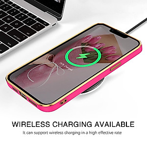 BENTOBEN for iPhone 13 Pro Max Case, Butterfly Design Women Girl iPhone 13 Pro Max Phone Case Slim Fit Luxury Shockproof Electroplated Soft Protective Cover Case for iPhone 13 Pro Max 6.7",Hot Pink