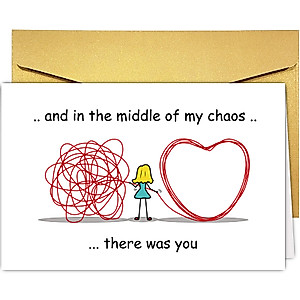 Supoeguk Appreciation Card for Girlfriend Wife, Friendship Card for Women Friend, There Was You in The Middle Of My Chaos