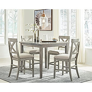 Signature Design by Ashley Parellen Modern Square Counter Height Dining Table, Gray