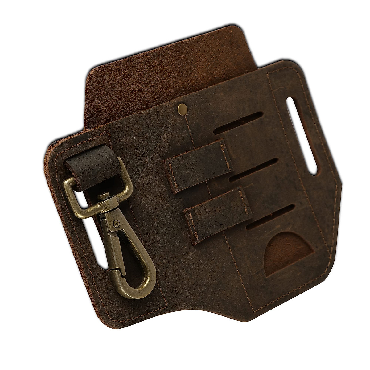 Leather EDC Multi-Tool Holder - Belt Pouch for Tools, Torch, Pen, Key Ring, Robust & Fashionable, Suitable for Professional & Everyday Carry, Perfect Present for Him