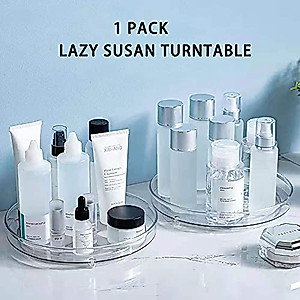 Mianhu 9 in Lazy Susan Cabinet Organizer, 1 Pack Plastic Clear Rotating Turntable Cabinet Organizers and Storage Bins for Pantry, Countertop, Fridge, Kitchen, Bathroom, Vanity