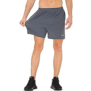 Cakulo Men's 5 Inch Running Tennis Shorts Quick Dry Athletic Workout Active Gym Training Soccer Shorts with Pockets Liner Grey S