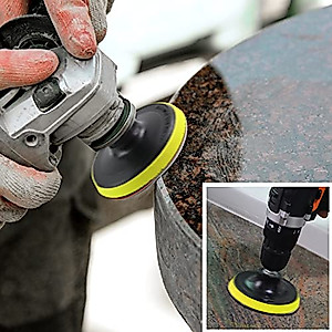 30-10000 Grit 4 Inch Diamond Polishing Pads Kit 11PCS, Wet & Dry Countertop Polish Pad for Concrete Granite Marble Stone, 5/8-11’’ Thread Backing Plate with Drill Adapter for Grinder, Drill & Polisher