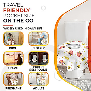 20 Extra Large Toilet Seat Covers Disposable for Kids & Adults-Toilet Covers Disposable for travel-Toddler Toilet Seat Cover Liners for Potty Training-Individually Wrapped-Waterproof (Bees)