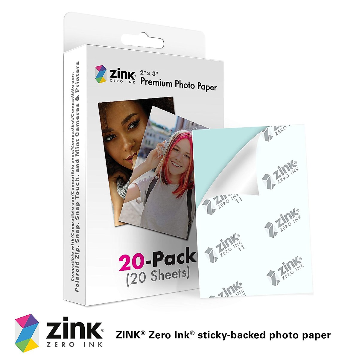 Kodak Step Wireless Mobile Photo Mini Printer (White) Compatible w/iOS & Android, NFC & Bluetooth Devices & 2"x3" Premium Instant Photo Paper (20 Pack)