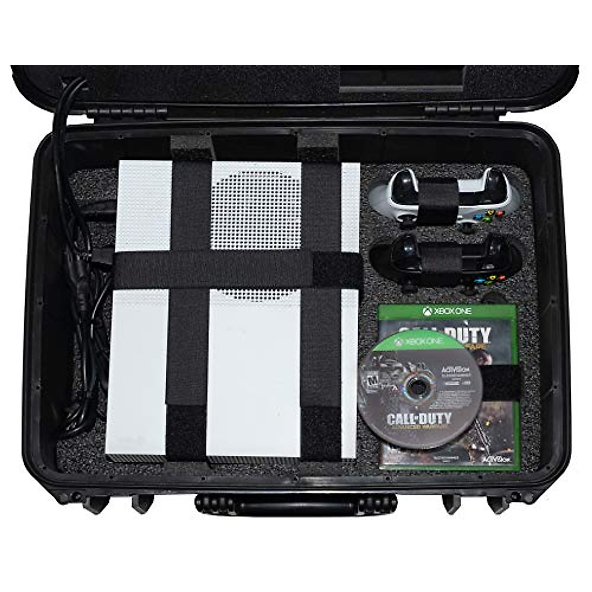 Case Club Waterproof Gaming Station to fit Xbox One X/S. Portable Gaming Station with Built-in Monitor & Storage for Controllers & Games, Gen 2