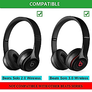 Solo 2/3 Wireless Earpads - JECOBB Replacement Ear Cushion Pads with Protein Leather and Memory Foam for Beats Solo 2.0/3.0 Wireless On Ear Headphones ONLY (Turf Green)