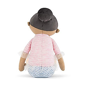 DEMDACO Beautiful Black Haired Girl 14 inch Plush Polyester Fabric Stuffed Doll Toy