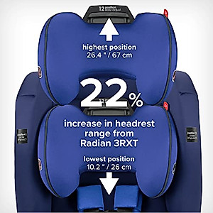 Diono Radian 3RXT SafePlus, 4-in-1 Convertible Car Seat, Rear and Forward Facing, SafePlus Engineering, 3 Stage -Infant Protection, 10 Years 1 Car Seat, Slim Fit 3 Across, Blue Sky