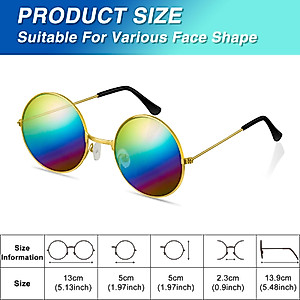 BOUBONI 28 Pairs Hippie Sunglasses 28 Colors Round Hippie Glasses 60s 70s Outfits Groovy Party Decorations Sunglasses for Women Men with Colored Glasses Cloth for Disco Party Favors