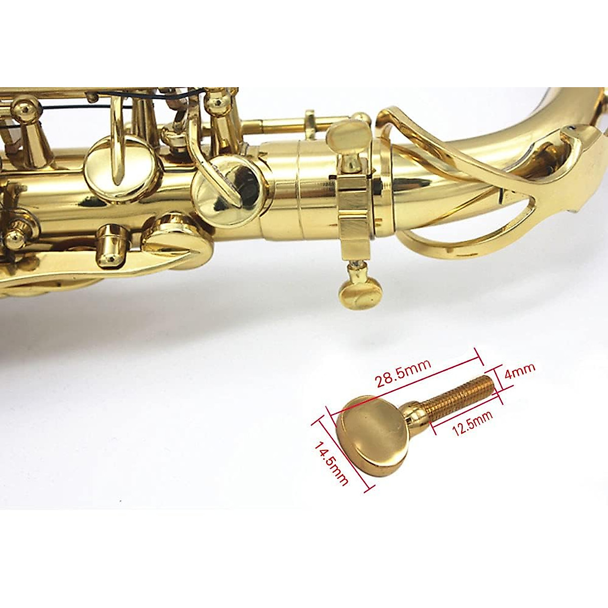 Jiayouy Golden Sax Neck Screw Tightening Attach Screw for Soprano Alto Tenor Saxophone Neck Parts Thread Diameter 4mm