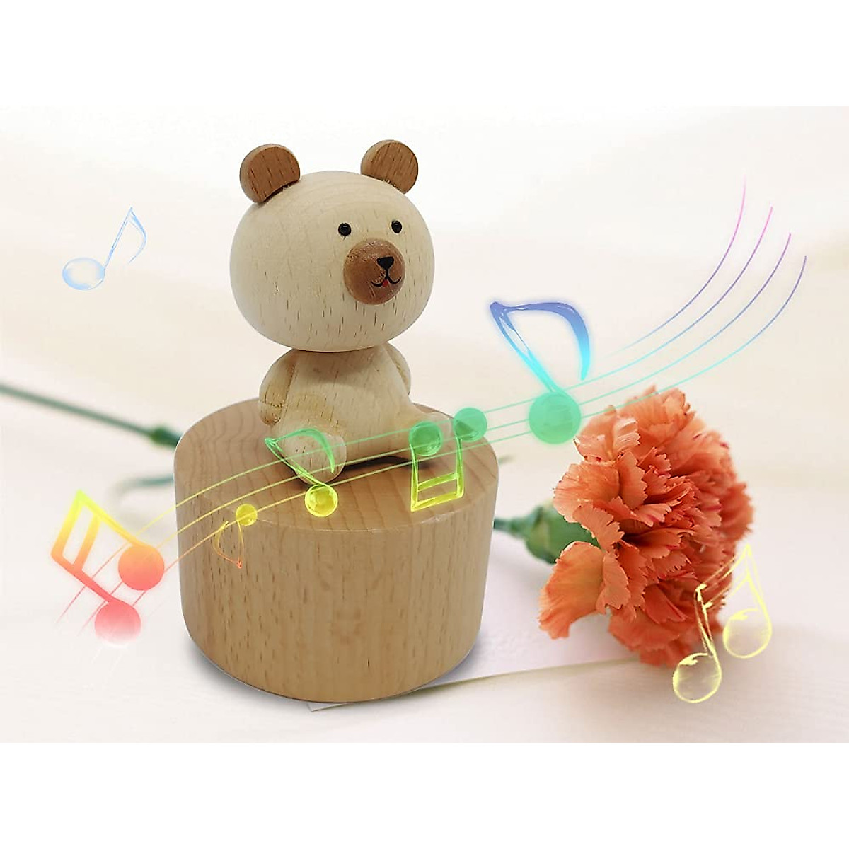 LILYXIN Cute Little Bear Mini Music Box, Little Animals Wooden Mechanical Music Box, The Music Box Gift That Sings Castle in The Sky, Best Gift for Boy Girl Friends Singing Music Gift Box
