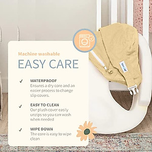 My Brest Friend Super Deluxe Nursing Pillow for Breastfeeding and Bottlefeeding with Lumbar Support, Convenient Pocket and Removable Slipcover, Gold