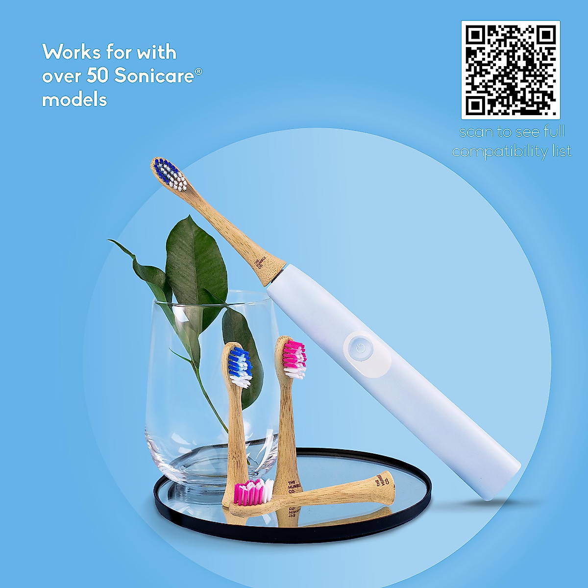 The Humble Co. Electric Toothbrush Replacement Heads 4pk – Sustainable BPA-Free Electric Toothbrush Heads Made from Bamboo, Bad Breath and Plaque Remover, Philips Sonicare Compatible (Charcoal)