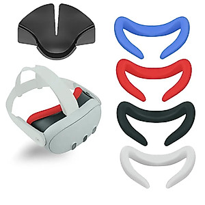 TNE Face Cushion Cover, Nose Guard/Light Blocker, Outer Shell, Thumbstick Caps, Lens Pad for Meta Quest 3 | Silicone Face Pad Cover, Front Cover, Lens Dust Protector Accessories for VR Headset (Black)