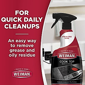 Weiman Daily Cooktop Cleaner with Microfiber Cloth Included for Glass Ceramic and Induction Cook Tops, 22oz